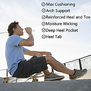 Men’s Low Cut Athletic Socks Performance Comfort No Show Running Socks Sports Cushioned Tab (A4-Black(No Show) - 6 Pairs, L/XL(US MEN 9-12))