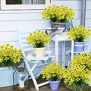 TURNMEON 20 Bundles Orchid (360 Heads) Artificial Flowers for Outdoors UV Resistant Outdoor Flowers Fake Flowers Outside Faux Flowers Plastic Fake Plant for Planters Home Garden Summer Decor (Yellow)