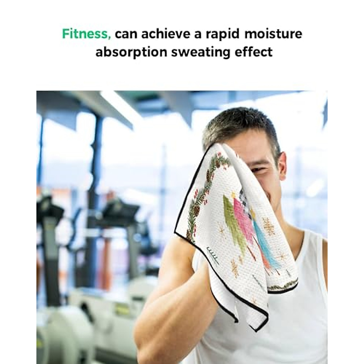 Golf Towel Xmas Colored Christmas Tree,Waffle Pattern Microfiber Club Cleaner Golf Towels with Carabiner Clip for Women Men Dad,Golden Snowflake Pine Cone Golf Towel for Golf Bags Accessories,24x16in