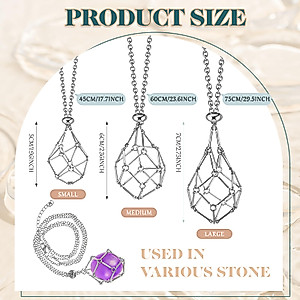 Tondiamo 3 Pcs Adjustable Crystal Necklace Holder Cage Empty Stone Holder Necklace Crystal Cage Stand for Women Jewelry DIY(Platinum)