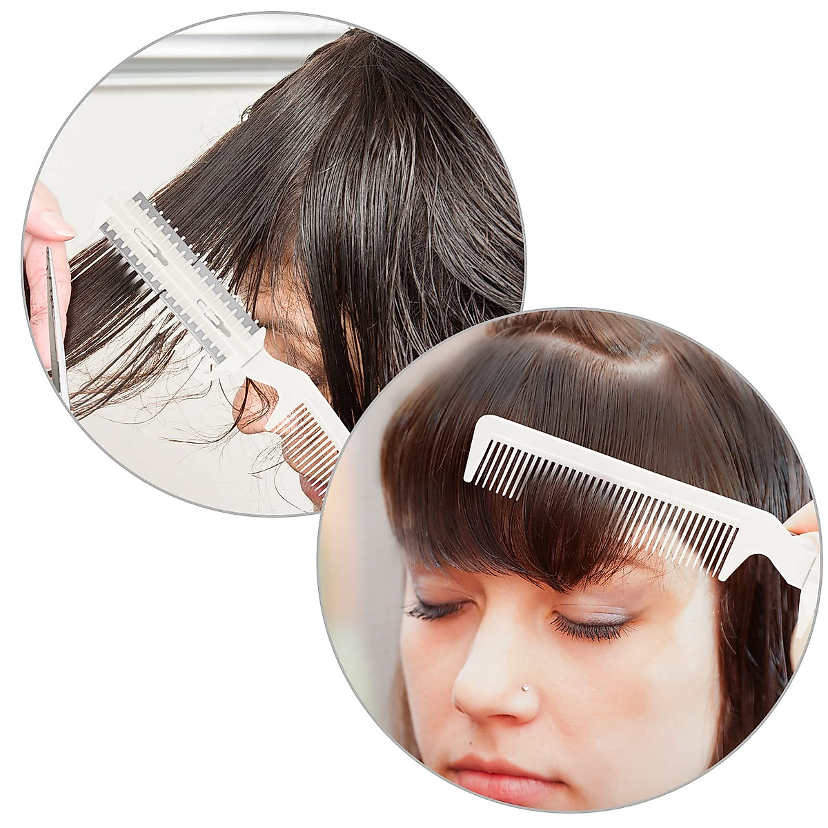 Maitys 3 Pcs Razor Comb with 10 Pcs Razors, Hair Cutter Comb Cutting Scissors, Double Edge, Slim Haircuts Tool