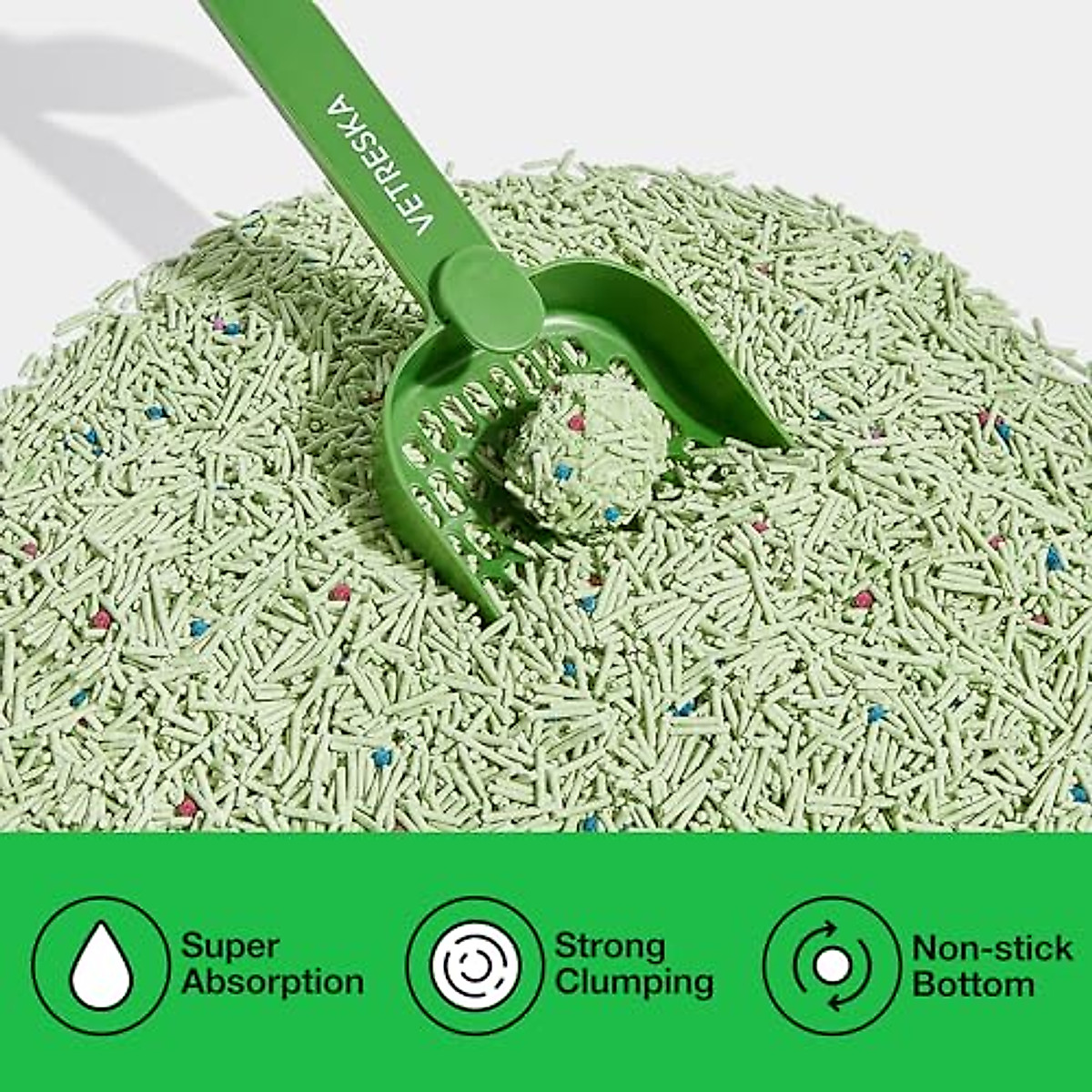 VETRESKA Tofu Cat Litter,Natural Kitty Litter Strong Clumping Flushable Cat Litter Pellets Ultra Absorbent Deodorant Tofu Litter,Dust-Free,Low Tracking,Eco-Friendly,Green Tea(5.5lb×1bag)