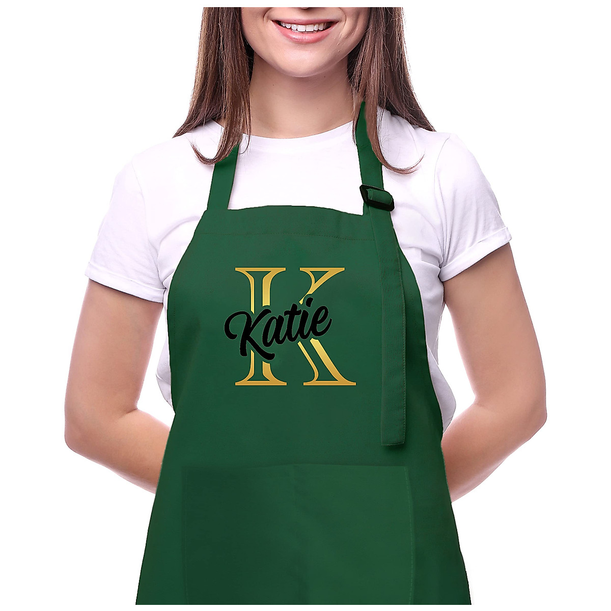 Custom Aprons for Women with Pockets, Mother Day Gift for Mom, Grandma, Personalized Kitchen Gifts for Mom, Grandma, Mother, Women, Wife, Aprons for Cooking, Unique Cute Design Aprons with Custom Name