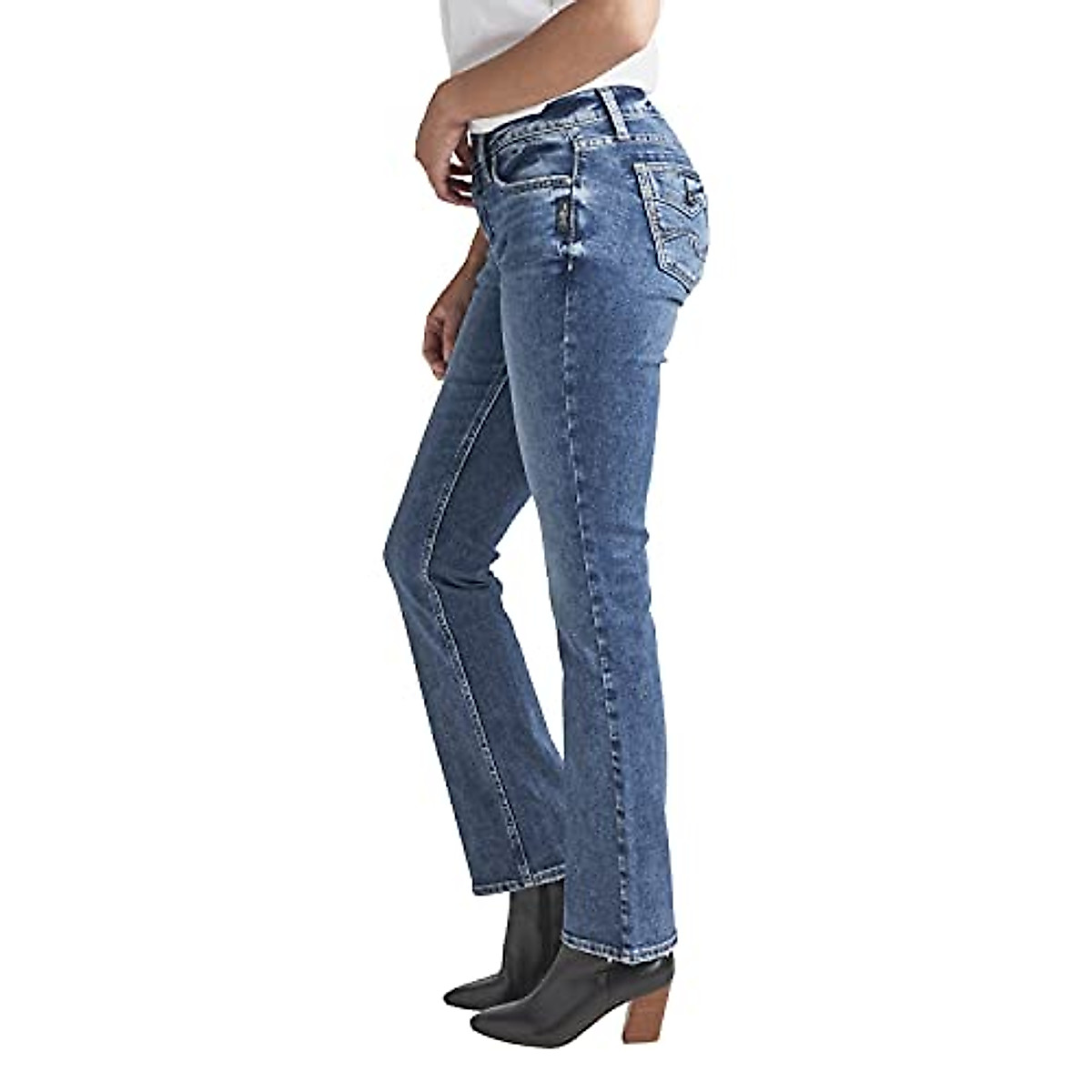Silver Jeans Co. Women's Elyse Mid Rise Slim Bootcut Jeans, Dark Wash Epx362, 29W x 31L