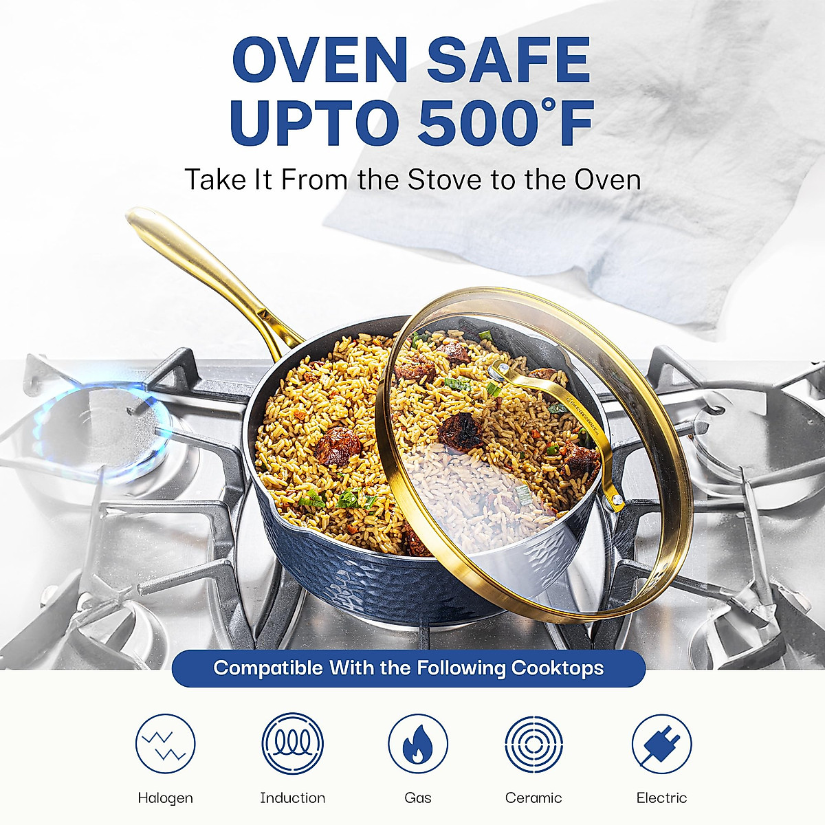 Granitestone 8 Inch Non Stick Frying Pans Nonstick Frying Pan Skillet Nonstick Pan, Non Stick Pan, Induction Pan, Kitchen Pans, Cooking Pan, Ceramic Pan for Cooking, Dishwasher Safe, Navy Blue…