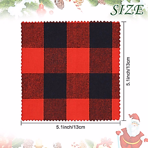 Caydo 12 Pieces Christmas Ornament Kit Including 4 Inch Embroidery Hoops and Plaid Fabric Christmas Fabric Squares for Christmas Decoration