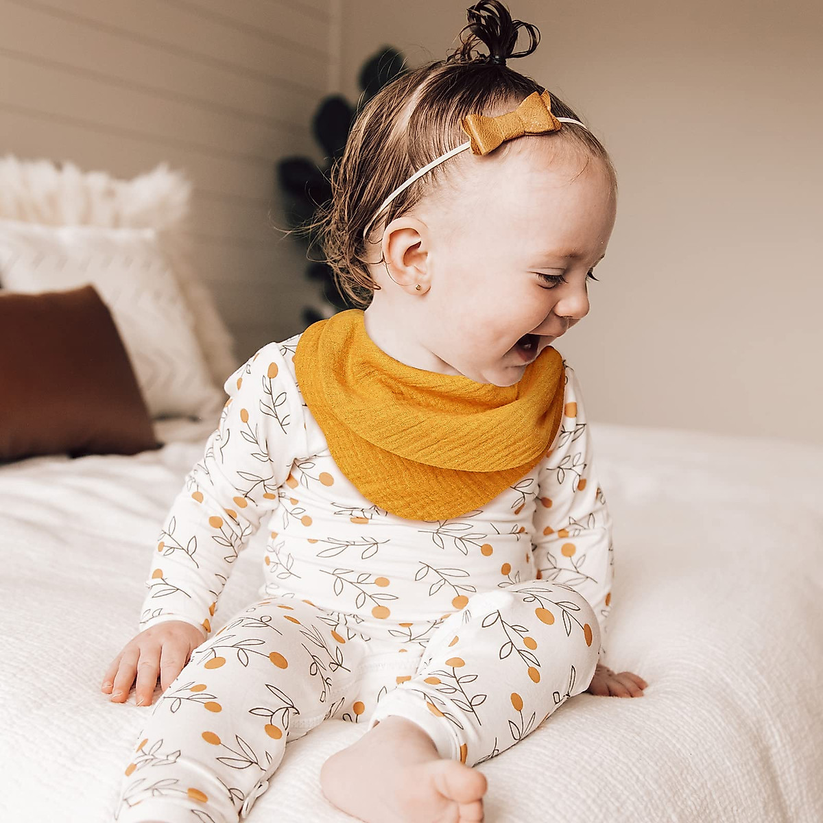 Baby Bibs for Girls, Bandana Drool Bibs for Unisex, Soft Organic Muslin Infinity Scarf Bibs for 0-24 Months - 8 Pack