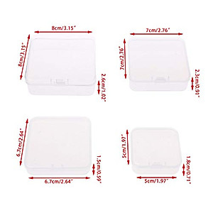 HELYZQ Small Transparent Plastic Storage Box Clear Square Multipurpose Display Case