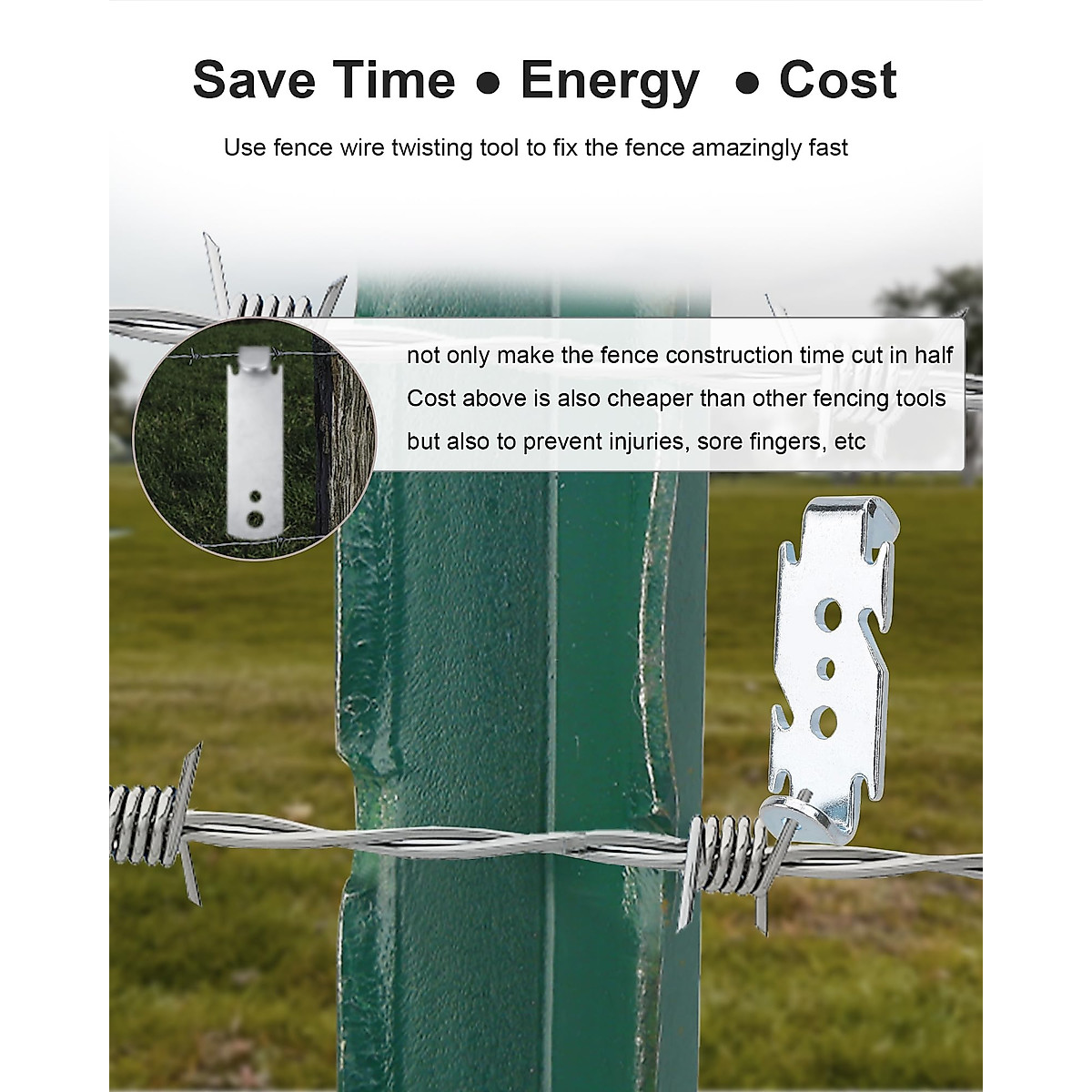 Meelna Fence Wire Twister for T Post Clips, Fence Wire Twisting Tool, Fence Tools, Saver Timea Energy Wire Twisting Tool Easy to Use High Hardness Enough to Twist Any Fencing Wire (2 Pack)