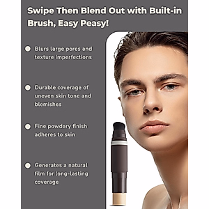 OBgE Natural Cover Foundation #23 (Beige, 0.5oz)- Stick Foundation with Brush for Flawless Skin Tone Correction and Coverage. Long-Lasting Wear for Daily Use.