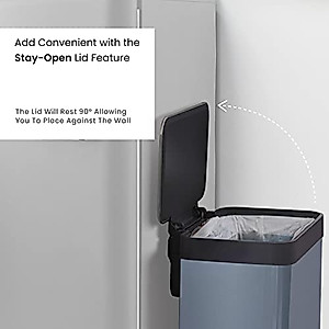 Home Zone Living 18.5 Gallon Large Capacity Kitchen Trash Can, Tall Stainless Steel Liner-Free Body, 70 Liter Capacity, Matte Black, Virtuoso Series