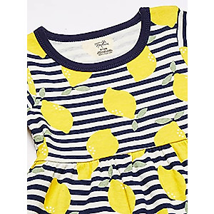 Touched by Nature baby girls Organic Cotton Short-sleeve and Long-sleeve Dresses Playwear Dress, Toddler Lemons Short Sleeve, 2T US