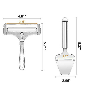 Cheese Slicer with Wire, WarmHut Stainless Steel Cheese Slicer Set and Cheese Cutter Plane for Soft, Semi-hard, Hard Cheeses Kitchen Tool, Set of 2