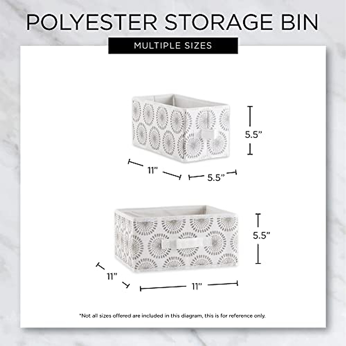 DII Non Woven Polyester Storage Bin, 11x11x5.5-inch, Chevron Gray, 2 Piece