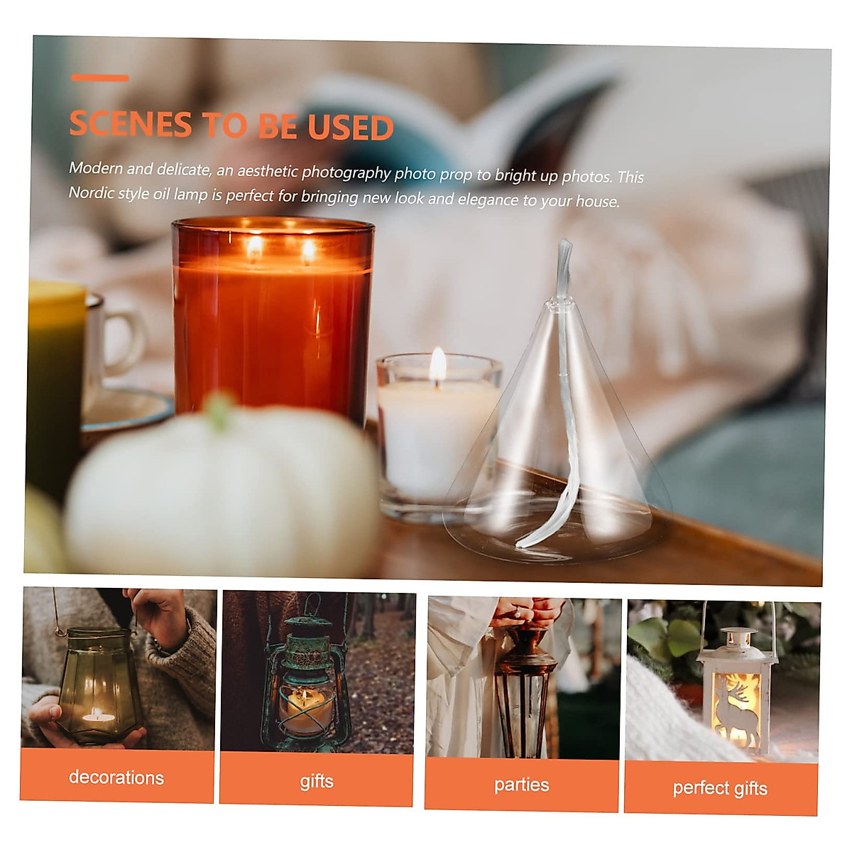 IMIKEYA Style Decorative Oil Lamp Smooth Texture Long-Lasting Desktop Kerosene Lamp