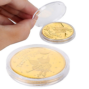 PROLOSO 8 Pcs Golden Tooth Fairy Coins Novelty Gift Coins Tooth Fairy Money for Lost Tooth Kids