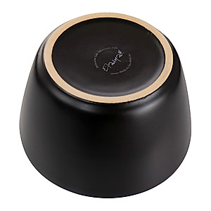 Elama Paul 16 Piece Stoneware Dinnerware Set in Matt Black with Gold Rim, Matte Black, 16 Piece Set (Arthur Paul Louis Set)