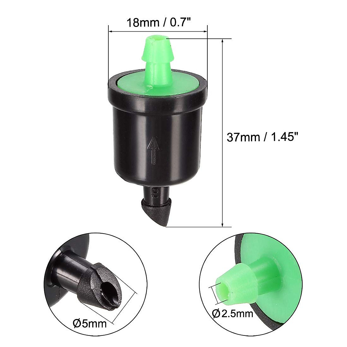 uxcell Pressure Compensating Dripper 8GPH 30L/H Emitter for Garden Lawn Drip Irrigation with Barbed Hose Connector Plastic Grey 50pcs