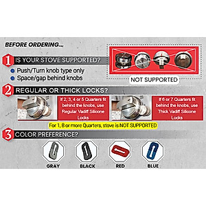 Vadiff Silicone Gas Stove Child Safety Knob Locks | Oven Knob Guard (5 Pk)(Gray)