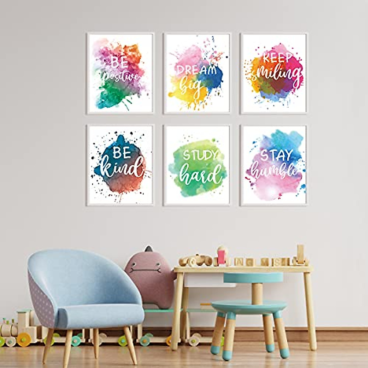Inspirational Wall Art Motivational Art Prints and Quotes and Sayings Poster Girls Teens Bedroom Decor Sayings Positive Phrase Party Gift for Girls Kids Room Wall Art Decor 6 Pcs, 8x 10in, Unframed