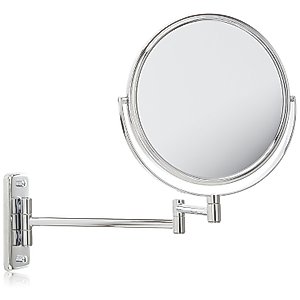 JERDON 8-Inch Two-Sided Swivel Wall Mount Mirror - Makeup Mirror with 8X Magnification & 13.5 inch Wall Extension - Chrome Finish - Model JP7808C