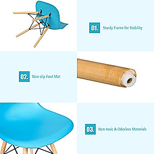 HAPPYGRILL Dining Chairs Modern Style DSW Wood Chair, Shell Lounge Plastic Chairs for Patio Kitchen Dining, 2pcs Set