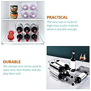 BESTonZON 2 Pack Plastic Water Bottle Organizer, Stackable Bottle Holder Storage Rack for Cabinet, Kitchen Countertop, Pantry Organization, Fridge, Free- Standing Cup Organizer Hold 4 Bottles, Clear