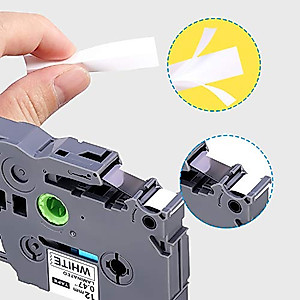 TZE-231 Compatible Label Tape Replacement for Brother TZe-231 TZ-231 Laminated P-Touch Label Maker Tape, Black on White, for PT-D200 PT-D210 PTH100 PT-D400, 0.47" x 26.2'(12mm x 8m), 6 Packs