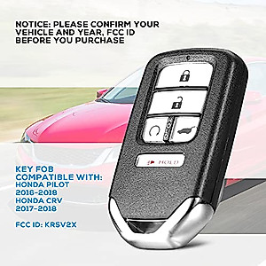 VOFONO Car Key Fob Keyless Entry Remote Start Smart Compatible with Honda Pilot 2016-2018, CRV 2017-2018 (FCC ID: KR5V2X)