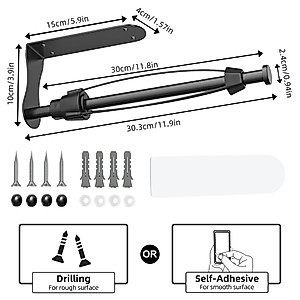 Paper Towel Holder One Hand Operable, Matte Black Kitchen Roll Holder Wall Mounted, Self-Adhensive or Drilling, Anti-Silp Easily Tear Kitchen Paper Holder Under Cabinet