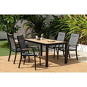 Armen Living Panama Outdoor 5 Piece Black Aluminum Dining Set