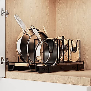 KES Pull Out Cabinet Organizer, Pot and Pan Organizer for Cabinet 12" W * 21" D Cookware Organizer Slide Out for Pans, Pots, and Lids Matte Black Under Sink Organizers and Storage, KPR500W30D53-BK