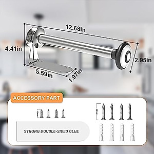 Paroto Paper Towel Holder, One Hand Tear Paper Towel Holder Under Cabinet Adhesive or Drilling，Stainless Steel Paper Towel Holder Wall Mount with Quick Release Knob for Kitchen and Bathroom