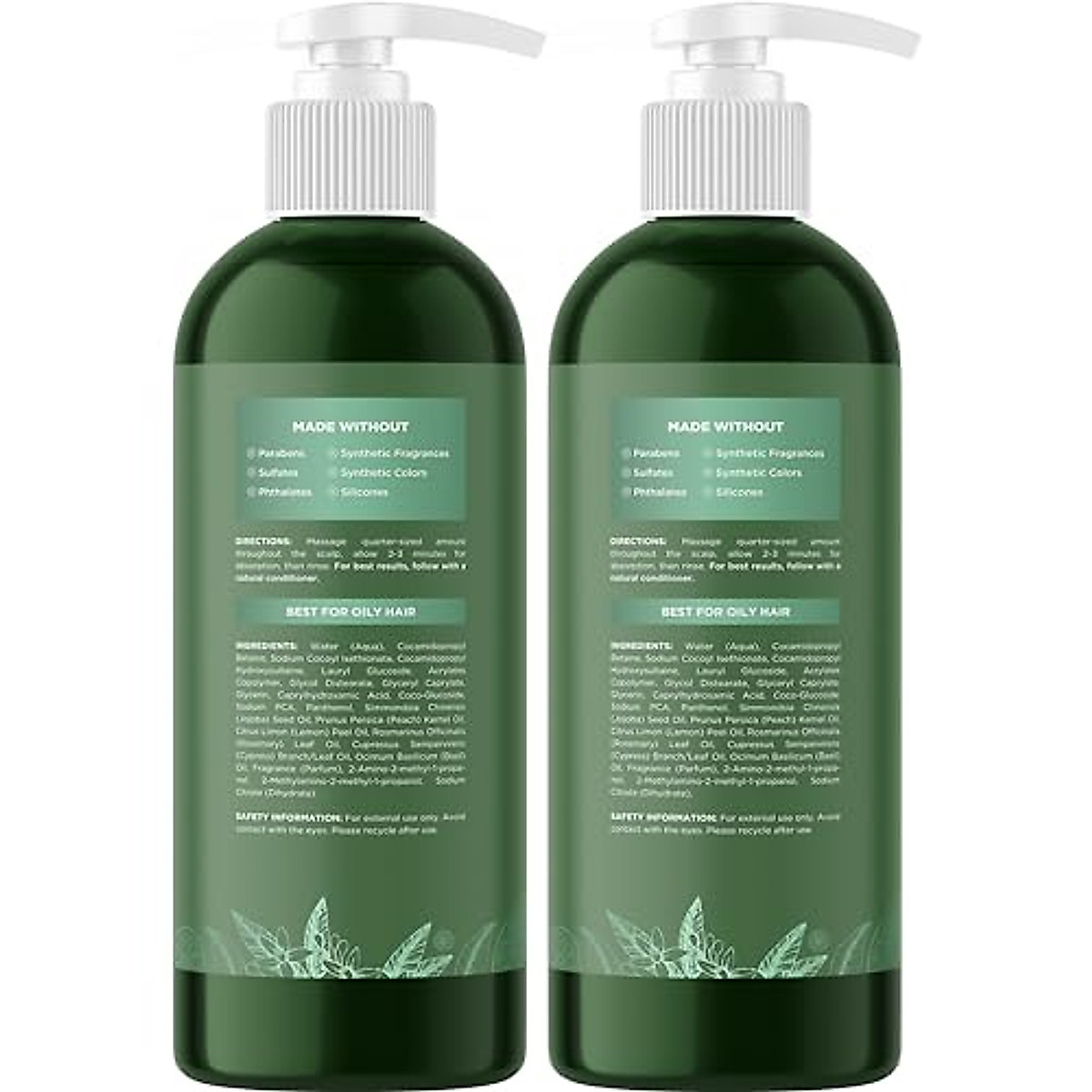 Clarifying Shampoo for Oily Hair and Scalp - Deep Cleansing Shampoo Build Up Remover with Rosemary Oil - Degrease Shampoo for Greasy Hair & Scalp - Vegan Color Safe Sulfate & Paraben Free (2 Pack)