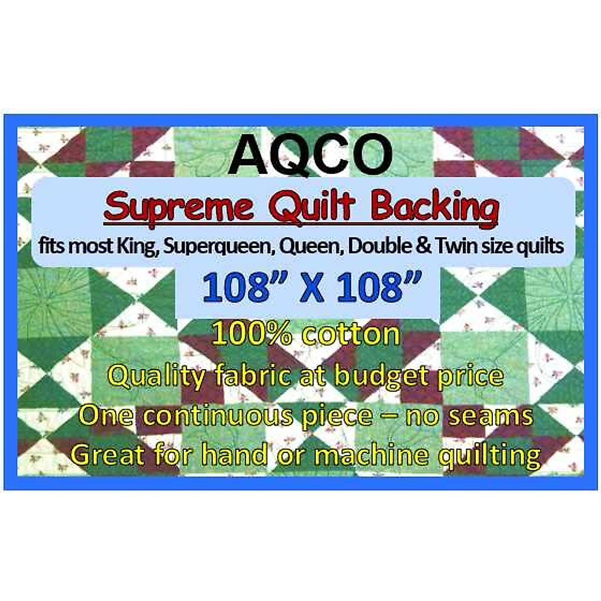 Generic Quilt Backing, King, Seamless, from AQCO, Blender Green, 108""x108""