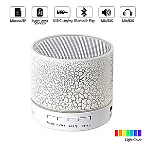 Bluetooth Speaker, Portable Wireless Speakers with Led Lights, IPX7 Waterproof Shower Speakers, 360 HD Surround Sound, Built-in-Mic, TF Card, Mini Outdoor Speaker Radio for Party, Travel, Beach, Home