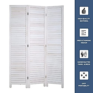 3 Panel Room Divider Privacy Screen 4.3 Ft Tall Privacy Wall Divider 67.7" x 16.9" Each Panel Folding Wood Screen for Home Office Bedroom Restaurant