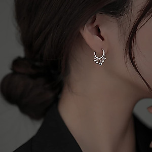 SLUYNZ 925 Sterling Silver Balls Hoop Earrings for Women Small Hoop Earrings Ball Earrings (A-Silver)