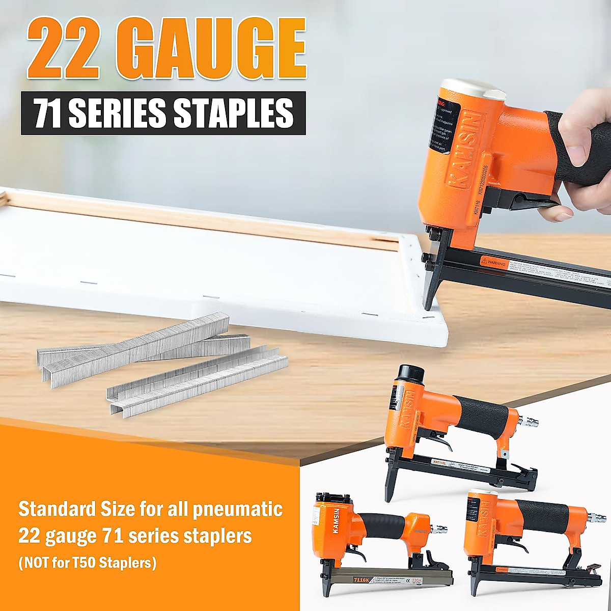 Kimsing 7110 22 Gauge 71 Series Galvanized Upholstery Staples, 3/8-inch Crown 3/8-inch Leg Length, Fasteners for Fine Wire Stapler (1 Box)