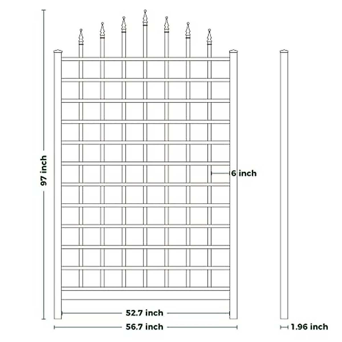 56.7" W x 97" H Vinyl Trellis Support for Outdoor Climbing Plants and Rose Vines, Durable Décor Lattice for Garden&Backyard, Lawn