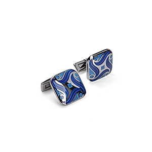 Cufflinks Unique Square Enamel Blue Cuffs Luxury French Shirts Silver Cuff Link for Men 1 Set