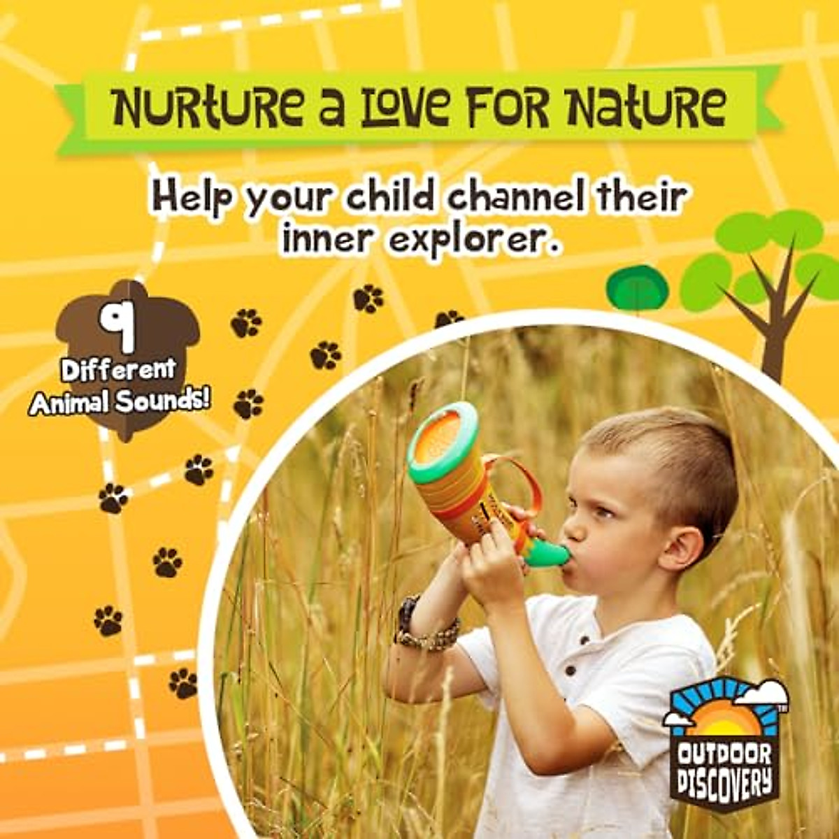 Toysmith Outdoor Discovery, Hoot-N-Hollar Animal Caller, 9" Horn With 9 Animal Sounds, For Boys & Girls Ages 5+