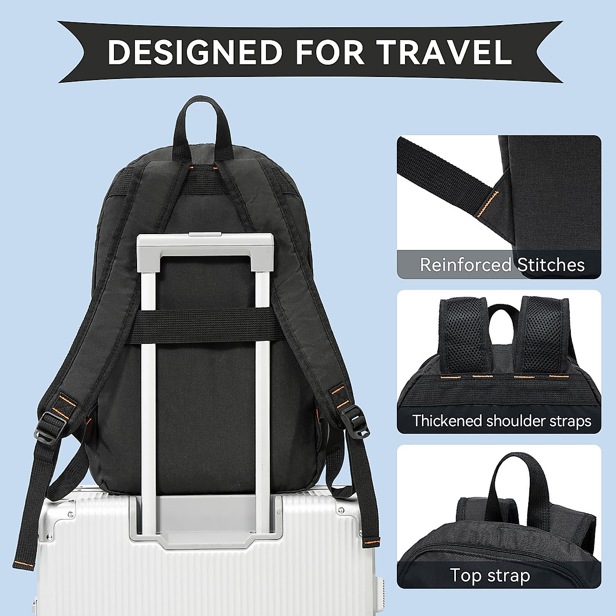 OMOUBOI Casual Daypacks Superbreak Backpack Laptop Backpack for Women & Men Fits Tourism School Business (Black)