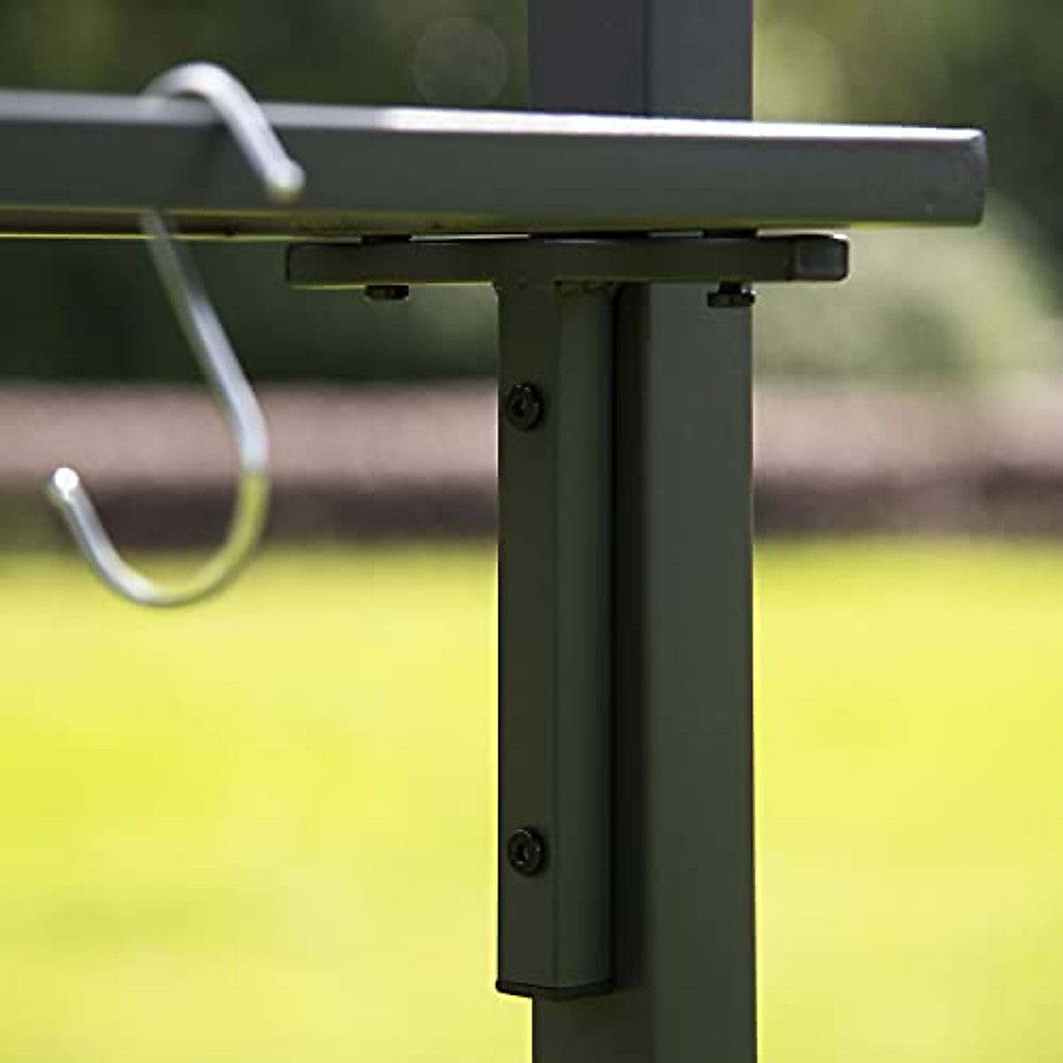 DHPM Iron Double Tiered Backyard Patio BBQ Grill Gazebo with Bar Counters&Extendable Shades for Your Yard, Patio, Garden, Outdoor or Party