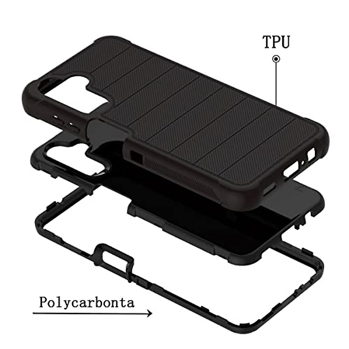 Probeetle Galaxy A13 5G Case，Samsung A13 5G Case with HD Screen Protector [Military-Grade][Shockproof] 3 in 1 Durable Hybrid Protective PC and TPU Phone Case for Samsung Galaxy A13 5G (Black)