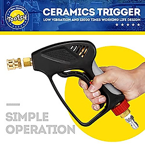 TOOLCY Pressure Washer Short Gun, Commercial 5000 PSI / 10.5 GPM with Nozzle Tips, 3/8" Swivel USA-NPT Thread x Quick Socket, Sturdy Design for Gas Power Washer