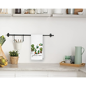 QODUNG Just One More Plant Soft Absorbent Kitchen Towels Dishcloths 16x24 Inch,Gardening Botanical Succulent Boho Decorative Absorbent Drying Cloth Hand Towels Tea Towels for Bathroom Kitchen