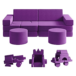 DEYGIA Modular Kids Play Couch 13PCS, Modular Couch Kids, Kids Couch for Playroom, Modular Kids Couch for Boys and Girls, Kids Play Couch for Kids (Purple, M)
