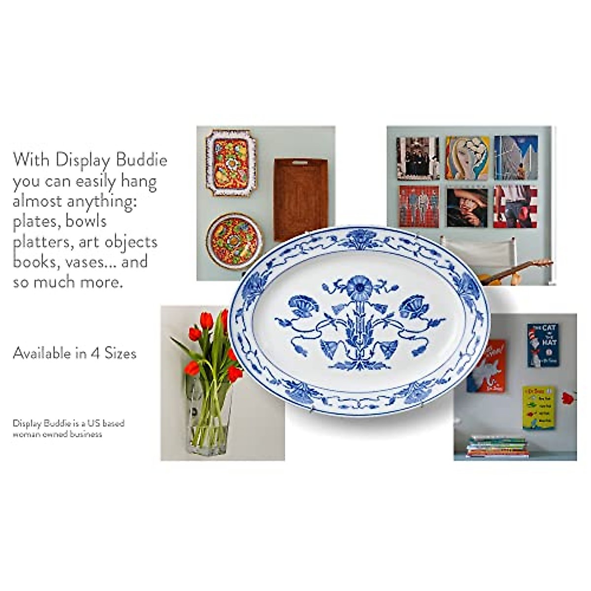 Display Buddie Large Adjustable Plate Hanger for Round Plates, Platters, Bowls & Other Objects 14-22" Diameter and up to 10 lbs. …