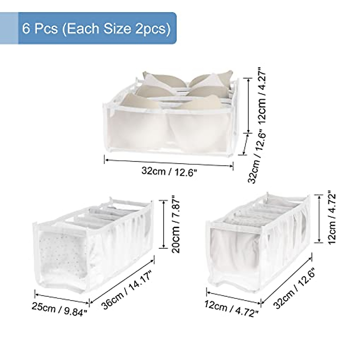 uxcell Jeans Organizer for Closet, 2pcs Wardrobe Clothes Organizer Storage Box for Jeans, Sweater, T-Shirt, Underwear, White